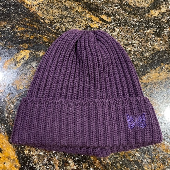 Needles | Accessories | Needles Wool Knitted Purple Butterfly Logo ...